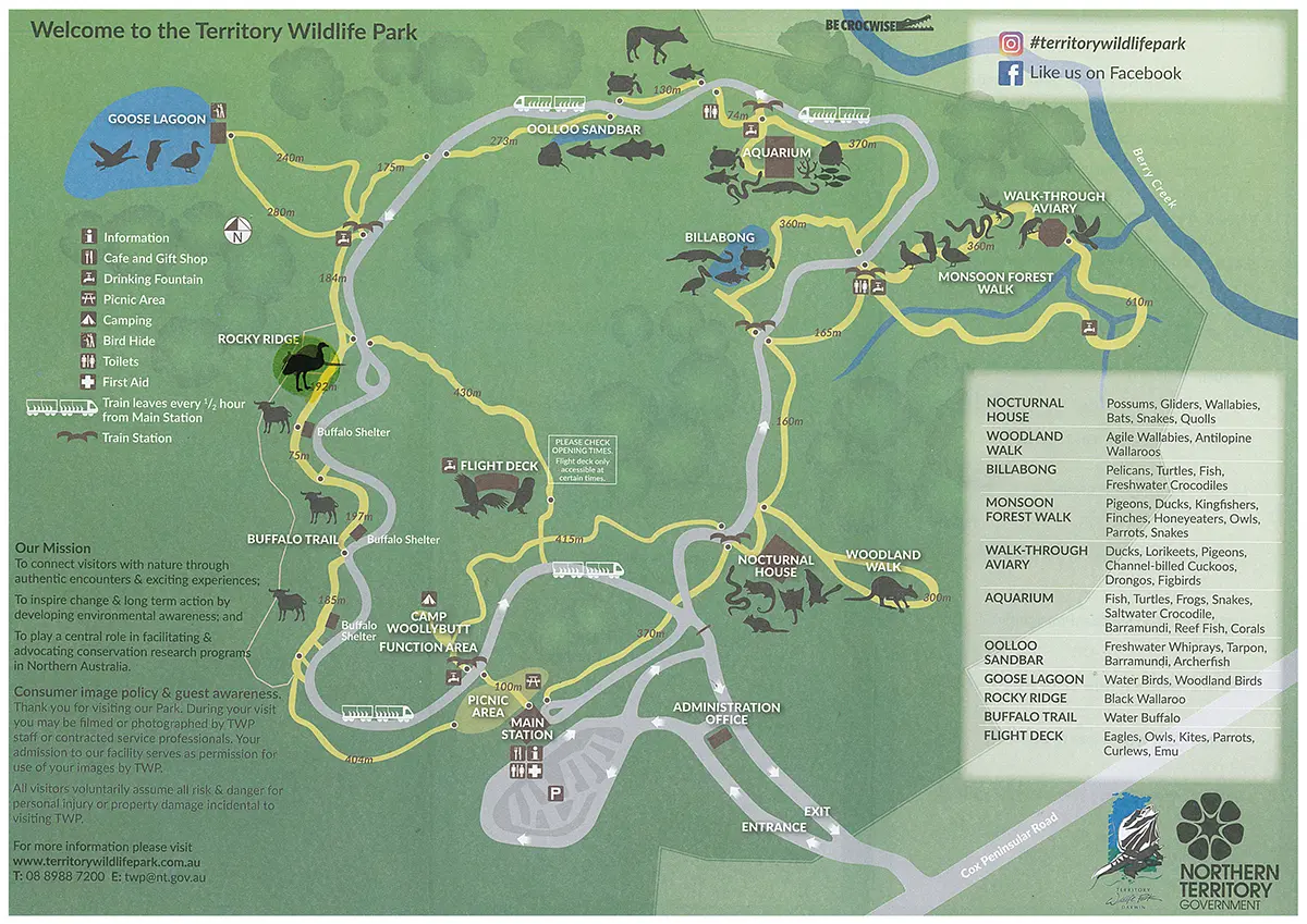 Park Map - Territory Wildlife Park